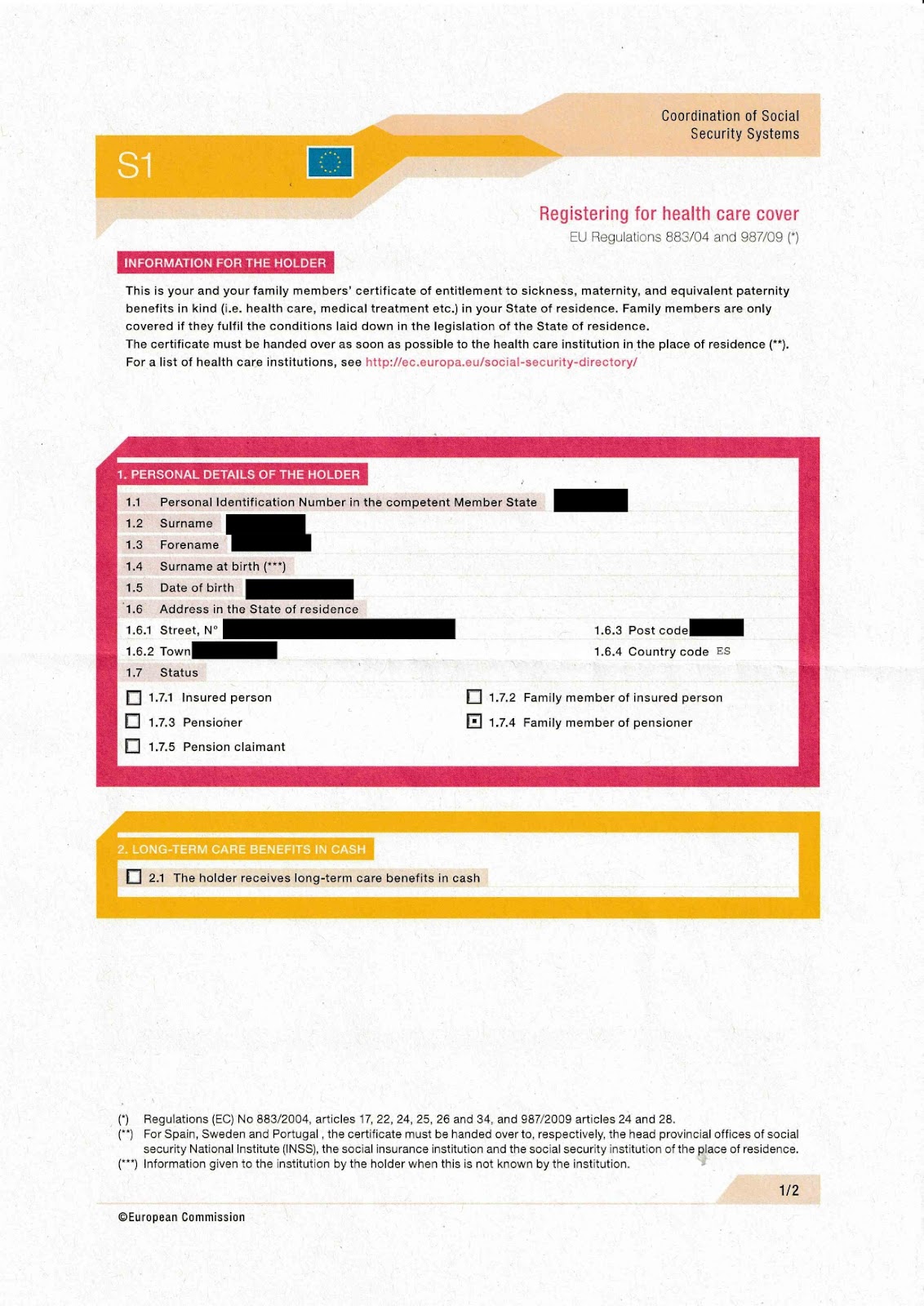 Modelo Sanitario Europeo S1: Importante documento sobre asistencia ...